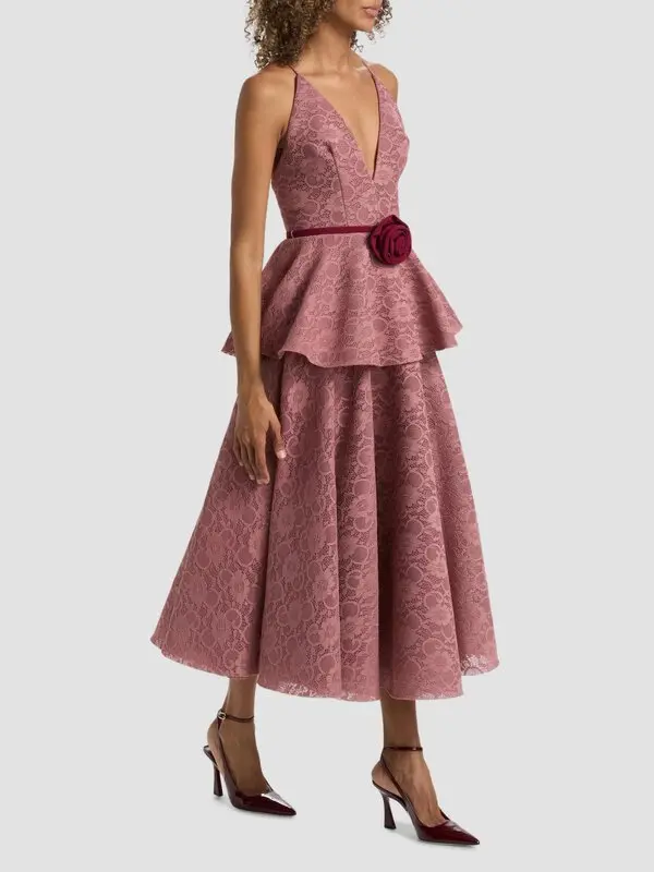 Black Halo Almira Bonded Lace Peplum Cocktail Dress