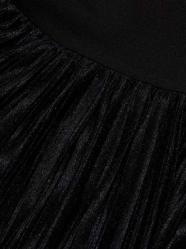 Black Halo Savoy Metallic Plisse Mesh Gown