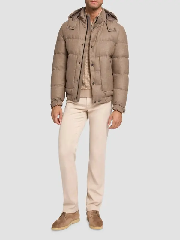 Stefano Ricci Virgin Wool And Cashmere Hooded Down Jacket