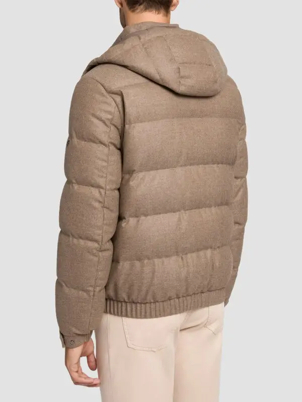 Stefano Ricci Virgin Wool And Cashmere Hooded Down Jacket
