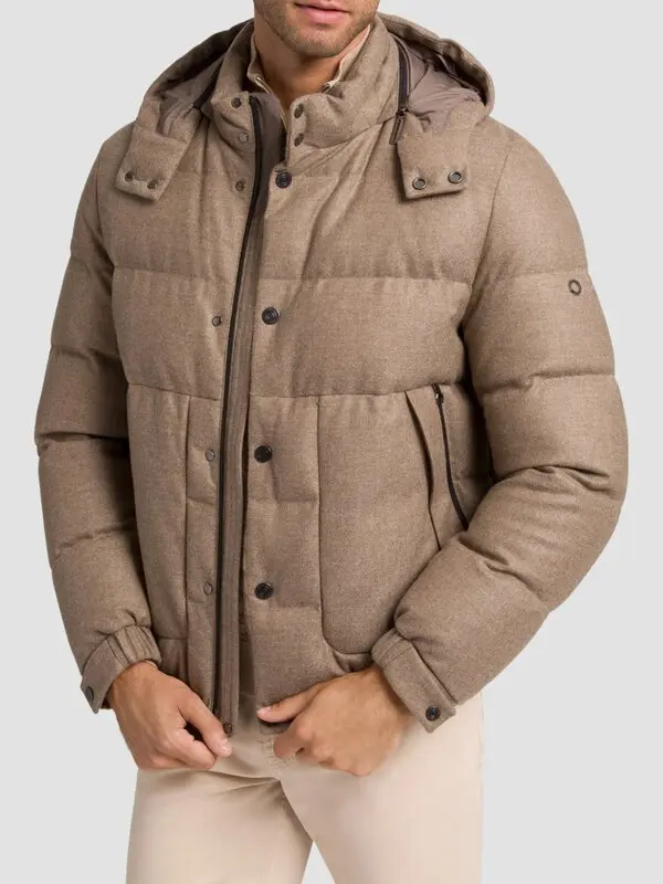 Stefano Ricci Virgin Wool And Cashmere Hooded Down Jacket