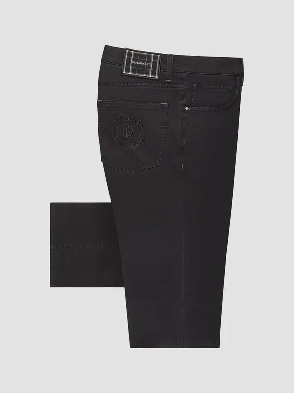 Stefano Ricci Cotton Blend Tapered Jeans - Black
