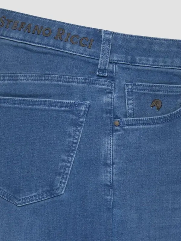 Stefano Ricci Cotton Blend Tapered Jeans - Blue