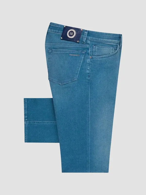 Stefano Ricci Cotton Blend Tapered Jeans - Blue