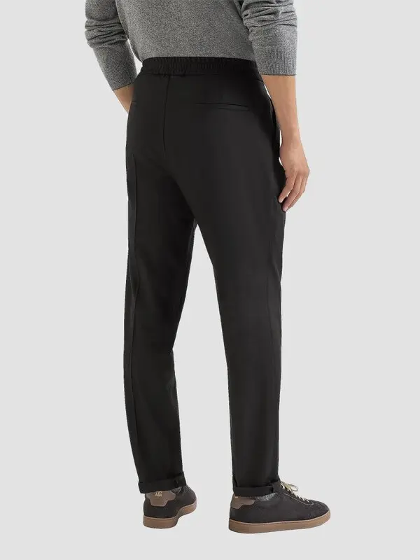 Brunello Cucinelli Virgin Wool Flannel Trousers With Drawstring And Double Pleats - Black