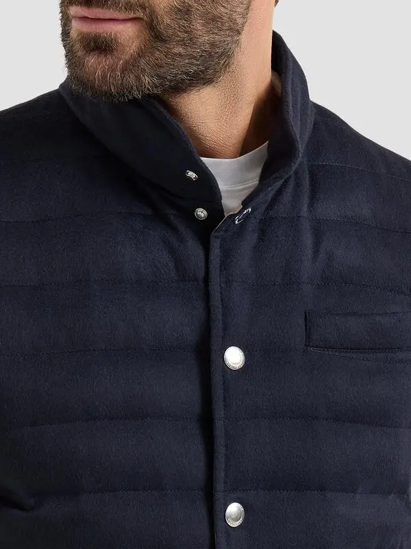 Brunello Cucinelli Lightweight Cashmere Flannel Down Vest