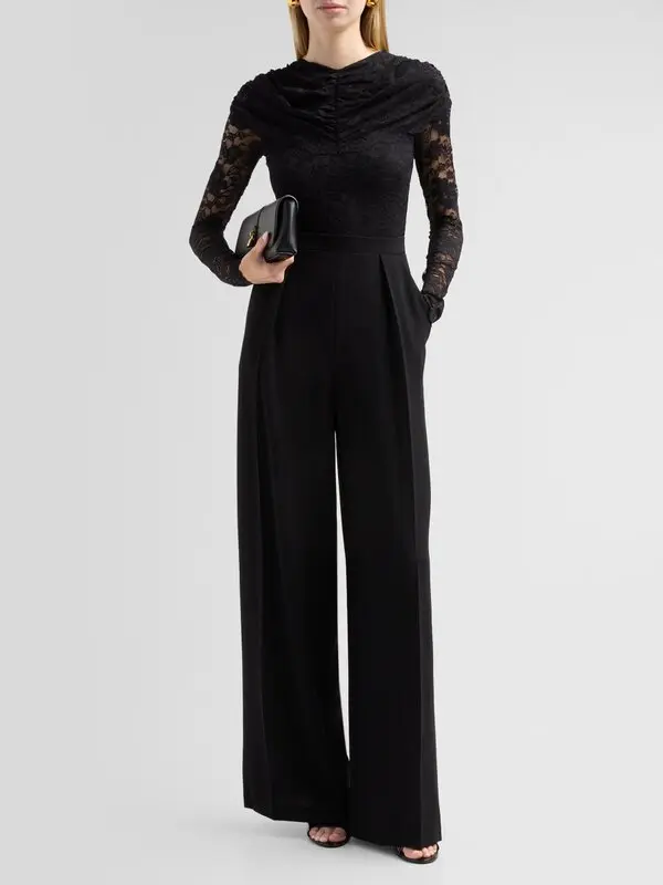 Black Halo Raven Draped Lace Jumpsuit - Black