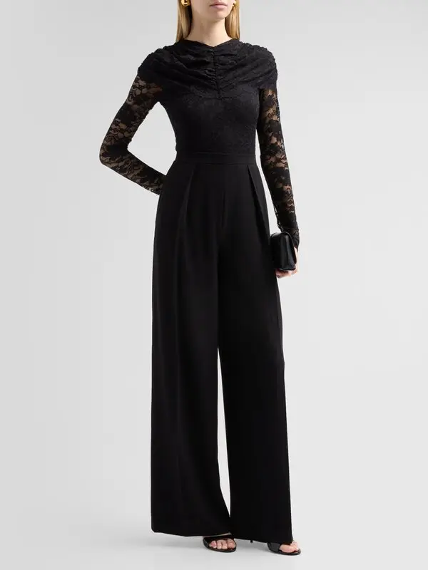 Black Halo Raven Draped Lace Jumpsuit - Black