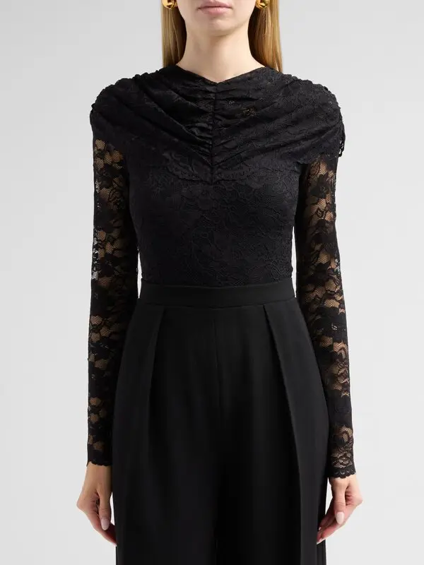Black Halo Raven Draped Lace Jumpsuit - Black