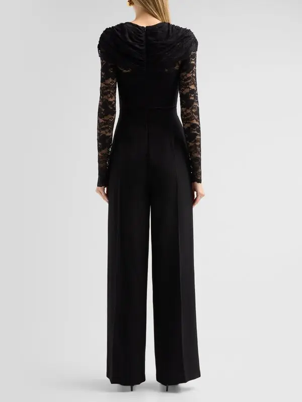 Black Halo Raven Draped Lace Jumpsuit - Black