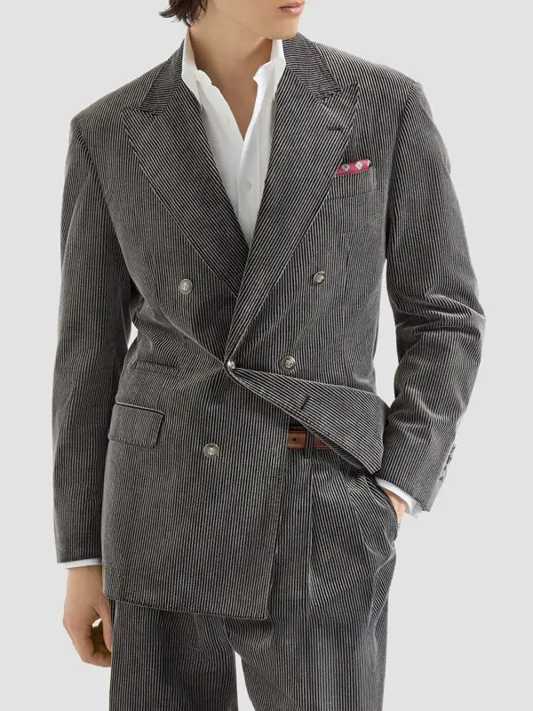 Brunello Cucinelli Frosted Cotton Corduroy One-and-a-half Breasted Tailor Blazer