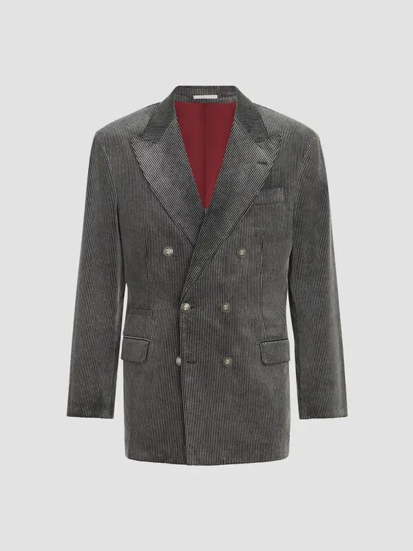 Brunello Cucinelli Frosted Cotton Corduroy One-and-a-half Breasted Tailor Blazer