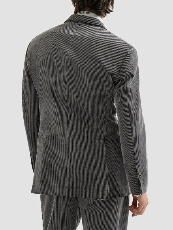 Brunello Cucinelli Frosted Cotton Corduroy One-and-a-half Breasted Tailor Blazer