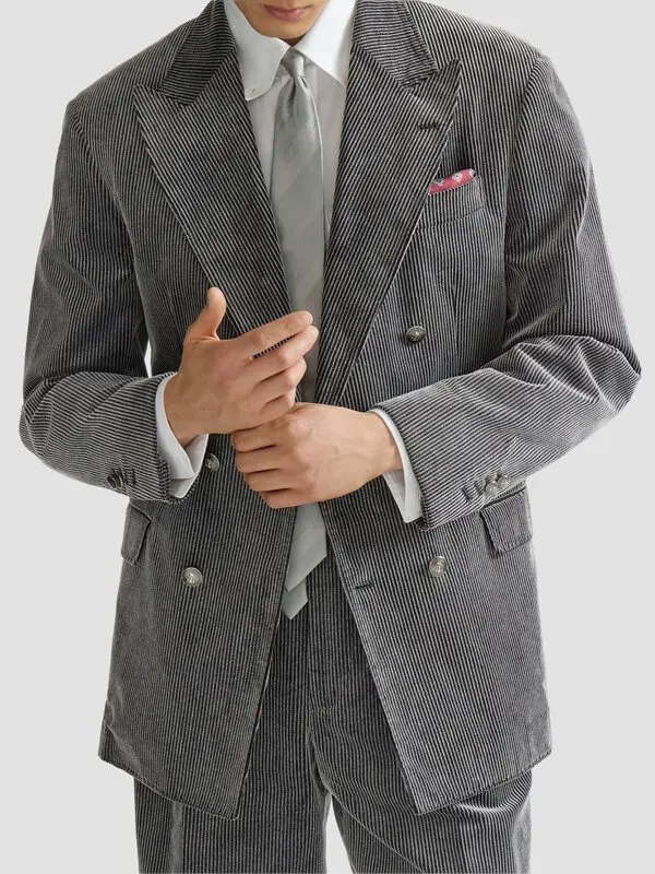 Brunello Cucinelli Frosted Cotton Corduroy One-and-a-half Breasted Tailor Blazer