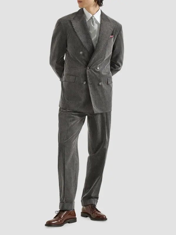 Brunello Cucinelli Frosted Cotton Corduroy One-and-a-half Breasted Tailor Blazer