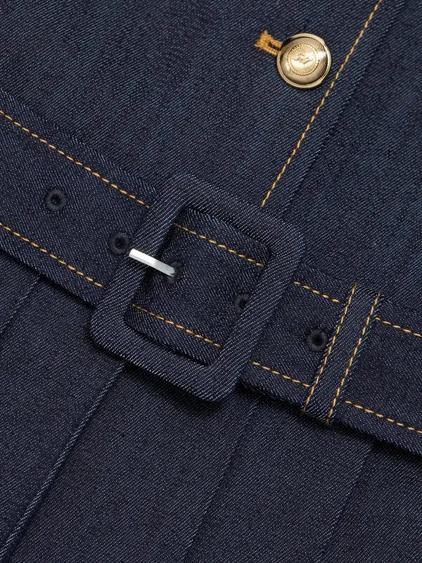 Cinq À Sept Elyse Belted Pleated Denim Minidress