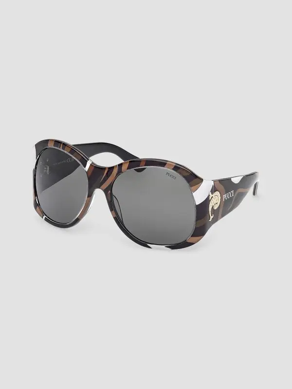 Emilio Pucci 59mm Geometric Sunglasses - Black Marmo Smoke