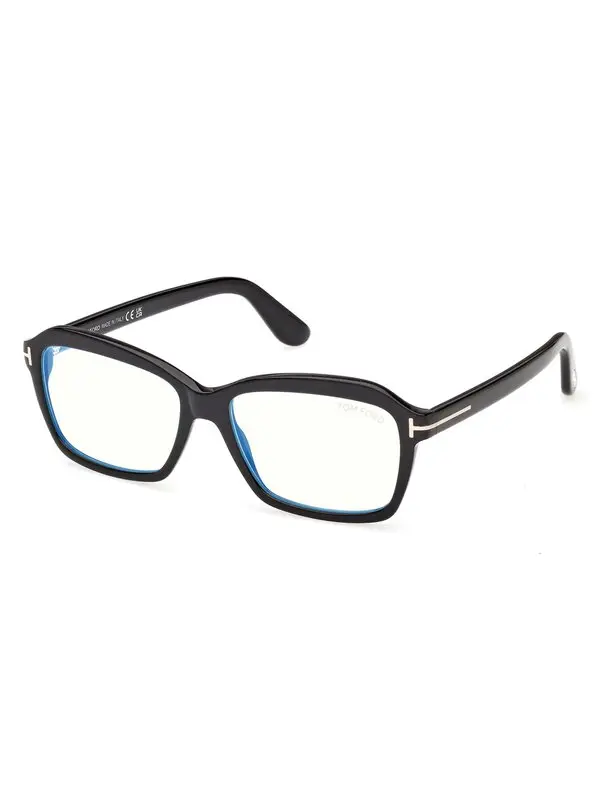 TOM FORD 54mm Blue Block Rectangular Sunglasses - Black