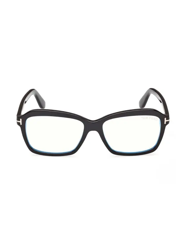 TOM FORD 54mm Blue Block Rectangular Sunglasses - Black
