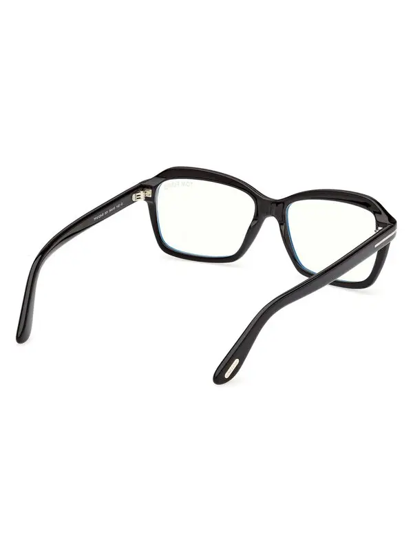 TOM FORD 54mm Blue Block Rectangular Sunglasses - Black