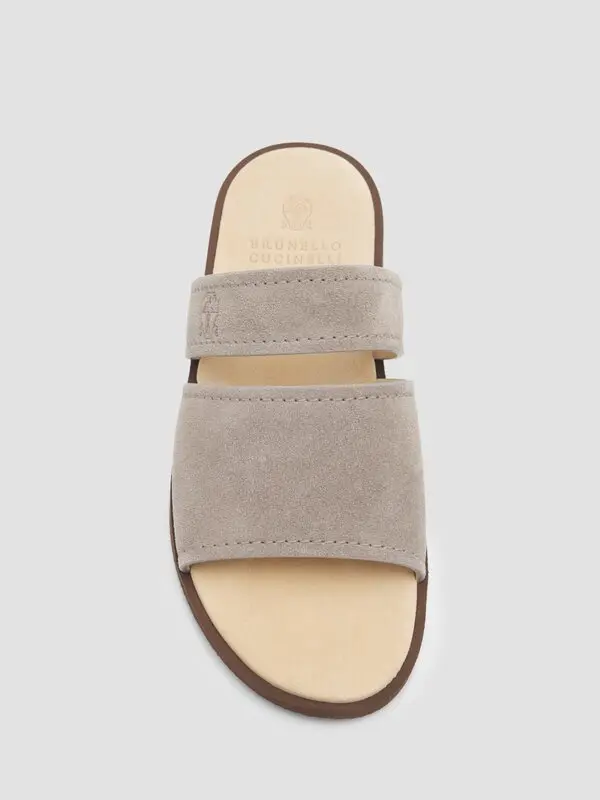Brunello Cucinelli Suede Open-toe Slide Sandals