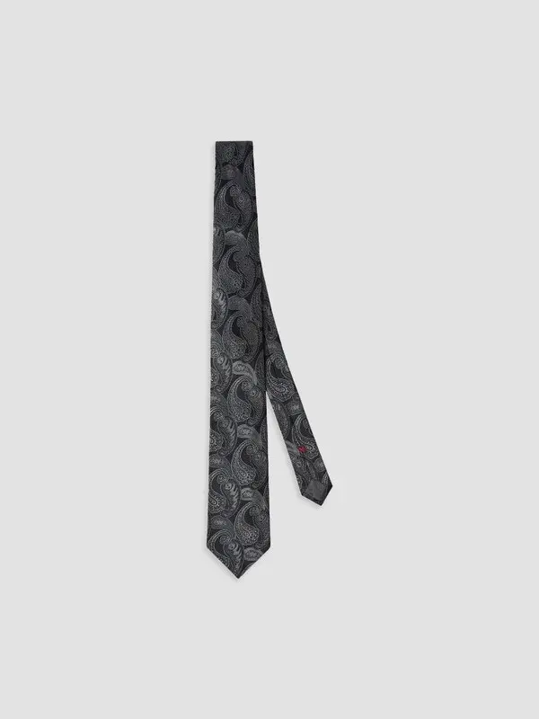 Brunello Cucinelli Paisley Silk Tie - Medium Grey