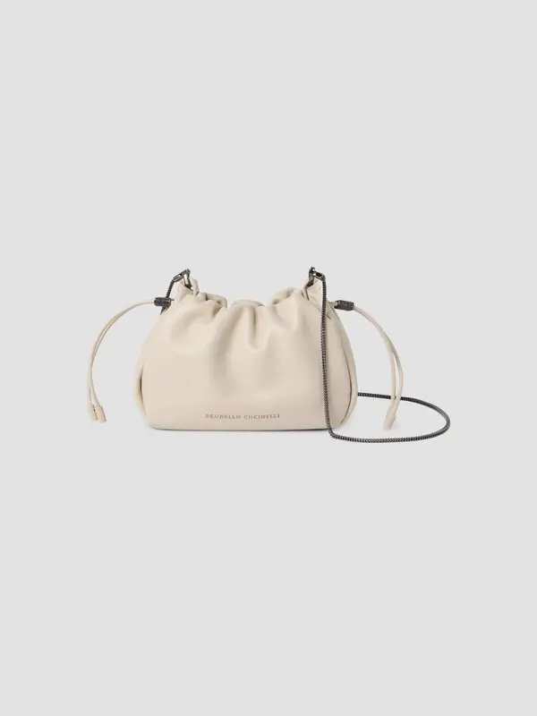 Brunello Cucinelli Mellow Mini Bucket Bag In Soft Leather - Ivory