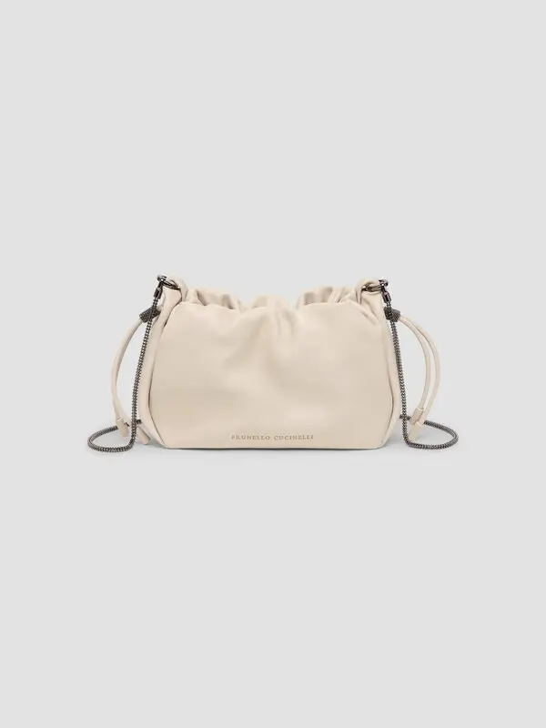 Brunello Cucinelli Mellow Mini Bucket Bag In Soft Leather - Ivory