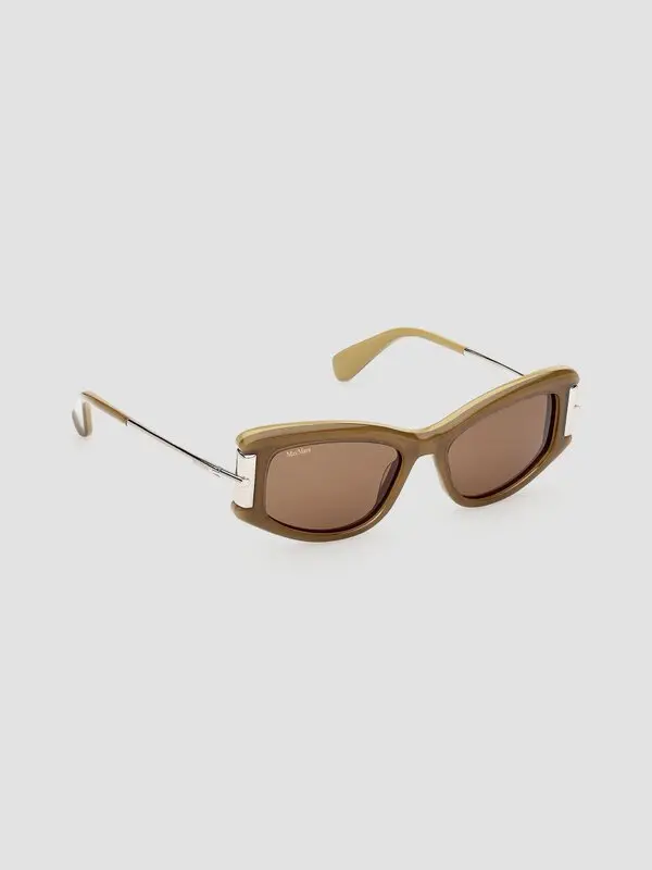 Max Mara 52mm Rectangular Sunglasses - Silver Brown