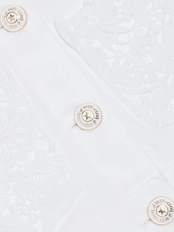 Cinq À Sept Ivana Denim Lace Trim Short-sleeve Jacket