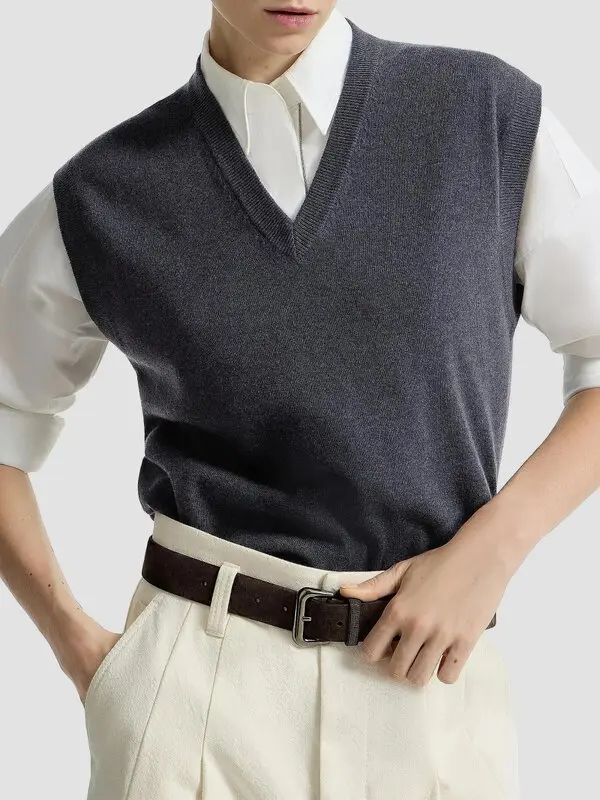 Brunello Cucinelli Cashmere Sweater Vest With Monili