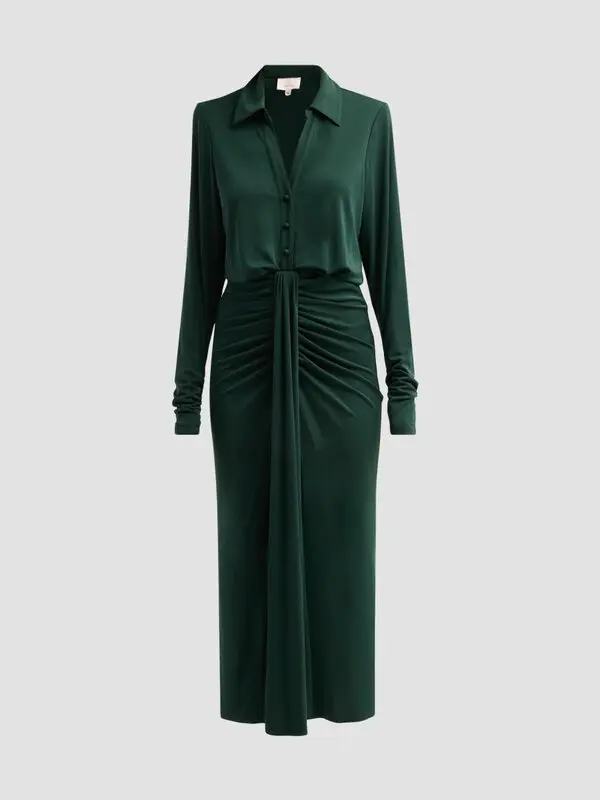Cinq À Sept Seferina Midi-shirtdress - Deep Malachite