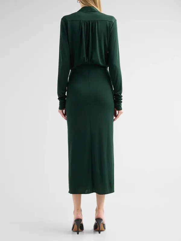 Cinq À Sept Seferina Midi-shirtdress - Deep Malachite