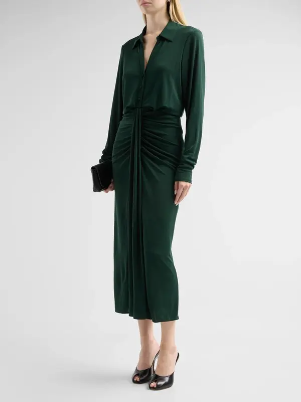 Cinq À Sept Seferina Midi-shirtdress - Deep Malachite