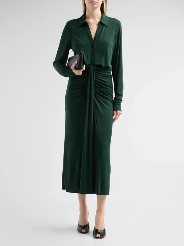 Cinq À Sept Seferina Midi-shirtdress - Deep Malachite