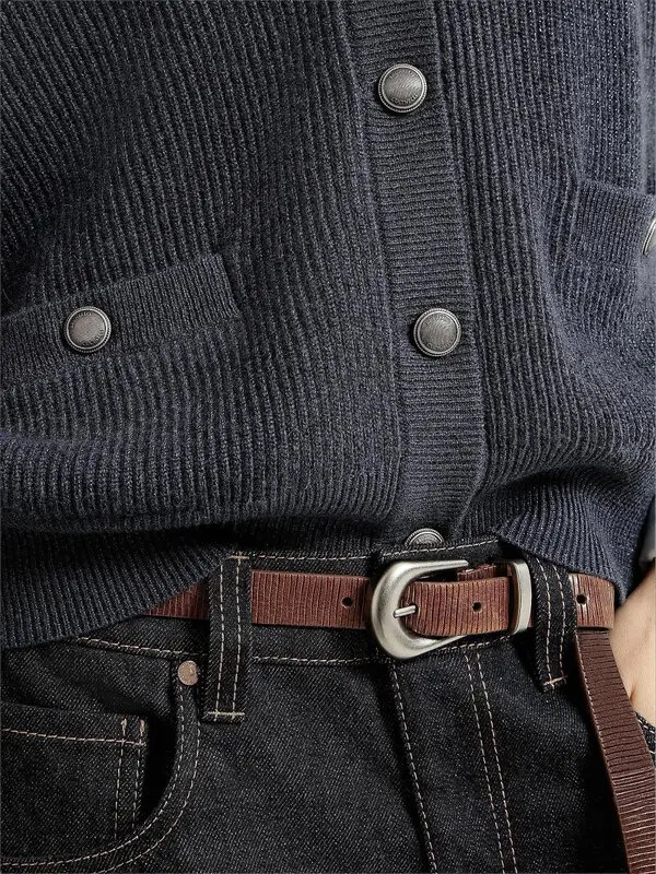 Brunello Cucinelli Sparkling Cashmere English Rib Cardigan