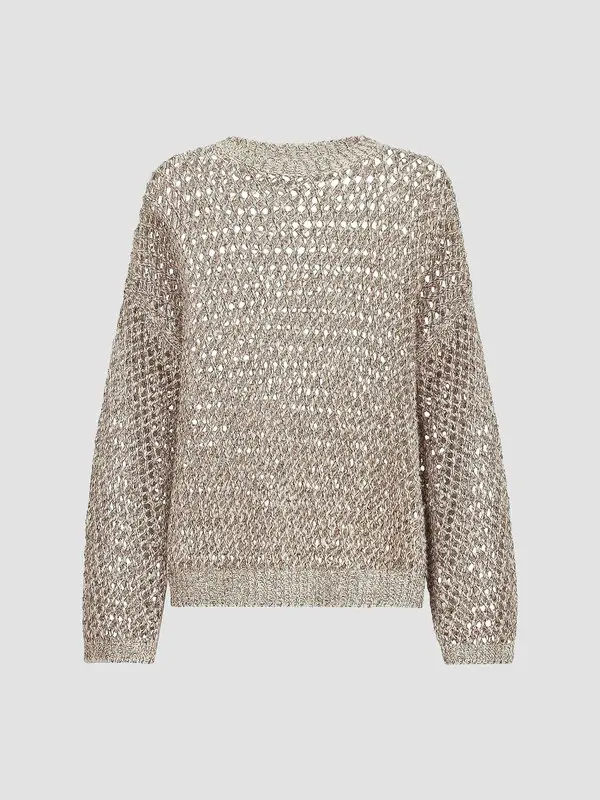 Brunello Cucinelli Dazzling Chiné Net Sweater In Silk And Linen - Rope