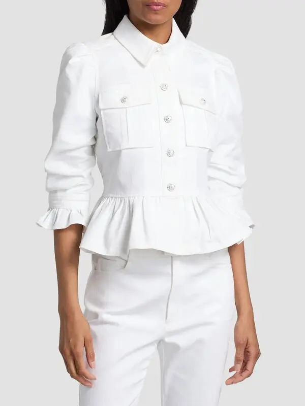 Cinq À Sept Delanie Ruffled Denim Jacket
