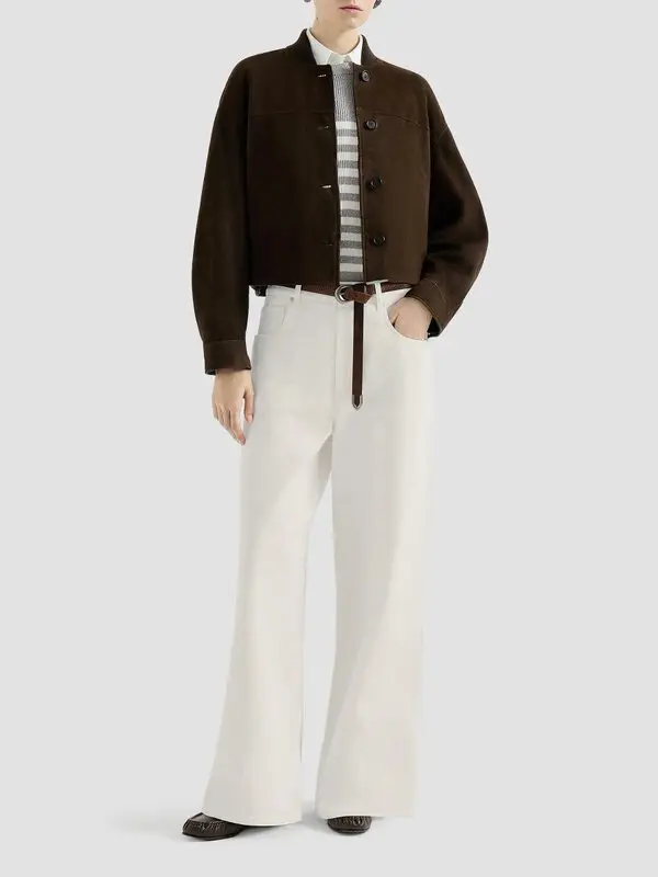 Brunello Cucinelli Sparkling Cotton Striped English Rib Sweater