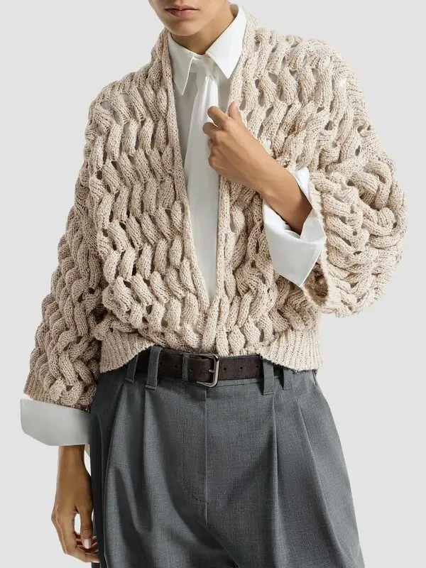 Brunello Cucinelli Silk And Linen Dazzling Waves Cardigan