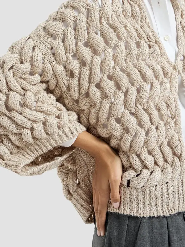 Brunello Cucinelli Silk And Linen Dazzling Waves Cardigan