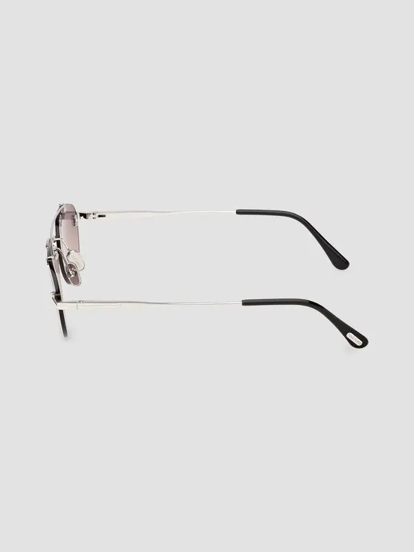 TOM FORD Astor 55mm Geometric Aviator Sunglasses - Silverpurple