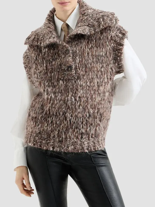 Brunello Cucinelli Malfilé Mohair Turtleneck Sweater Vest