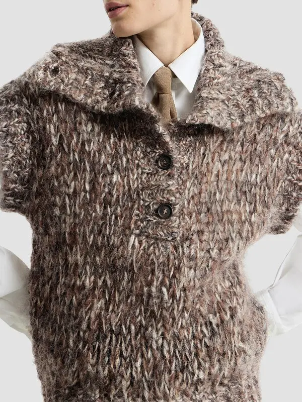 Brunello Cucinelli Malfilé Mohair Turtleneck Sweater Vest