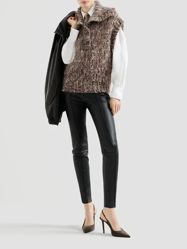 Brunello Cucinelli Malfilé Mohair Turtleneck Sweater Vest
