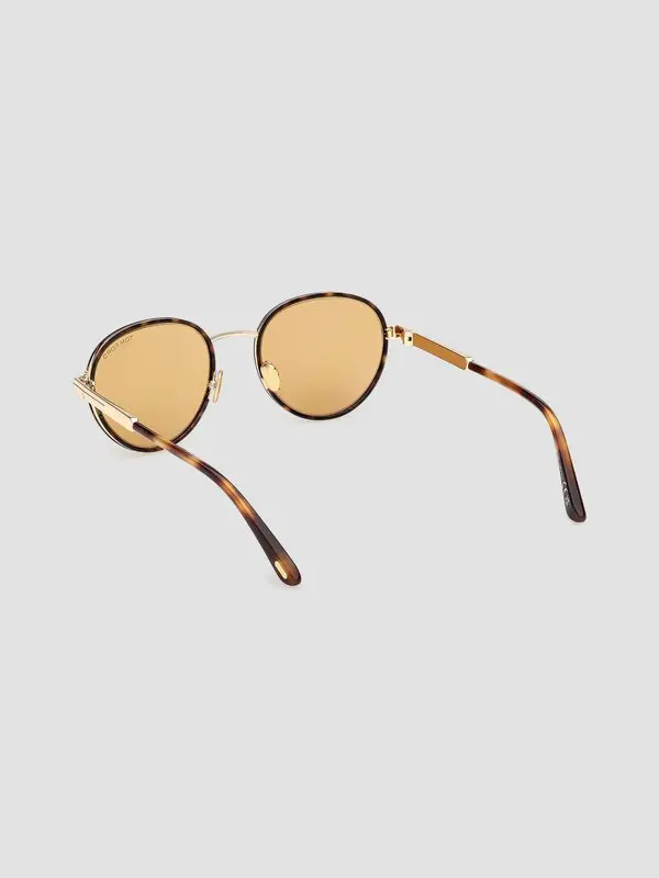 TOM FORD Jet 51mm Round Sunglasses - Gold