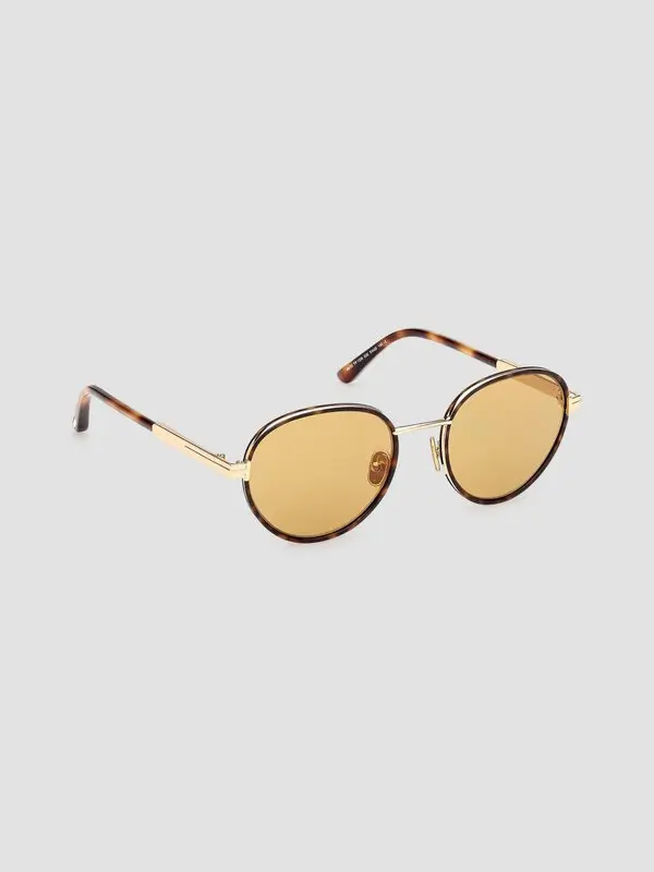 TOM FORD Jet 51mm Round Sunglasses - Gold