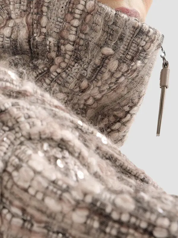 Brunello Cucinelli Dazzling Tree Bark Embroidery Cardigan