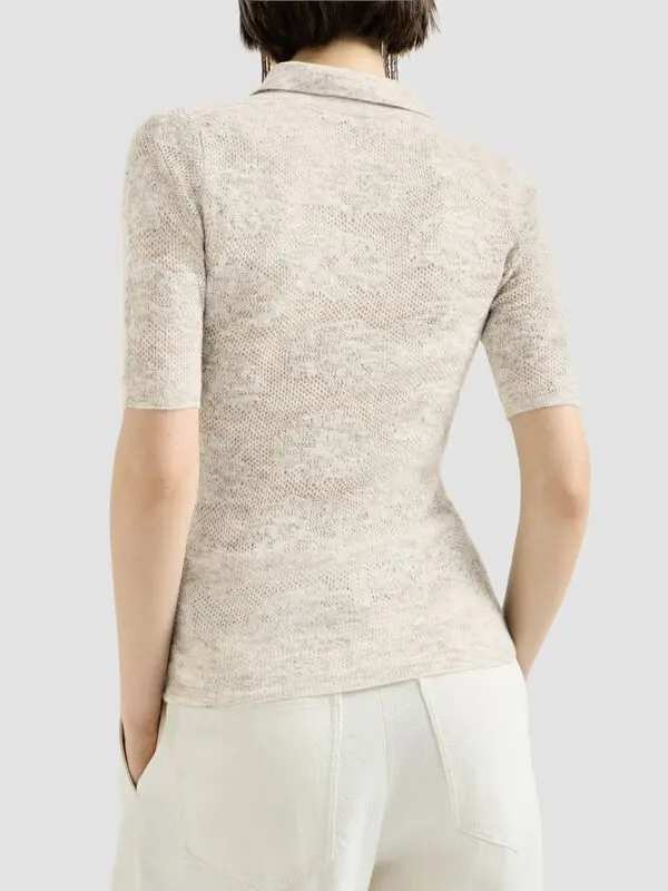 Brunello Cucinelli Silk, Alpaca And Wool Flower Lace Knit Polo