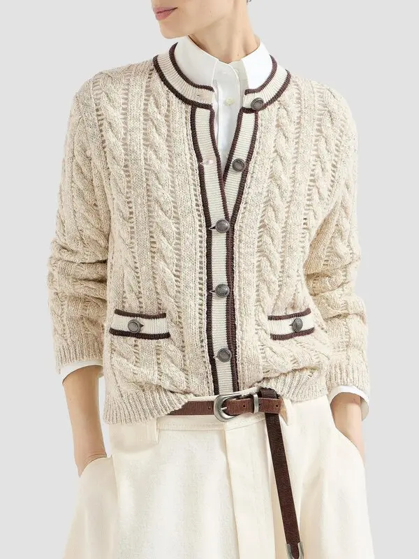 Brunello Cucinelli Soft Virgin Wool And Cashmere Cardigan - Cream